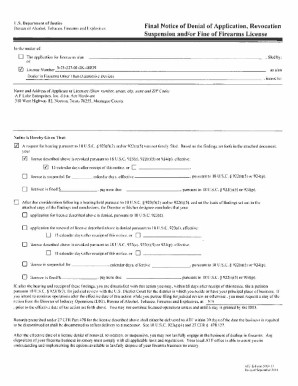 Fillable Online Final Notice of Denial of Application, Revocation ...