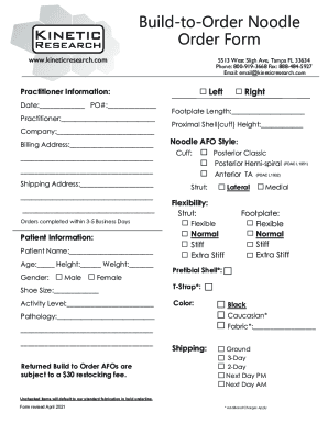Fillable Online Build-to-Order Noodle Order Form Fax Email Print ...