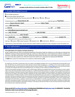 Fillable Online Benefits Investigation Form - SPRAVATO Fax Email Print ...