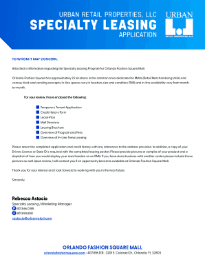Fillable Online Specialty Leasing Program for Orlando Fashion Square ...