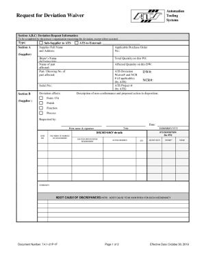 Fillable Online Get the free email to coustomer for deviation form Fax Email Print - pdfFiller