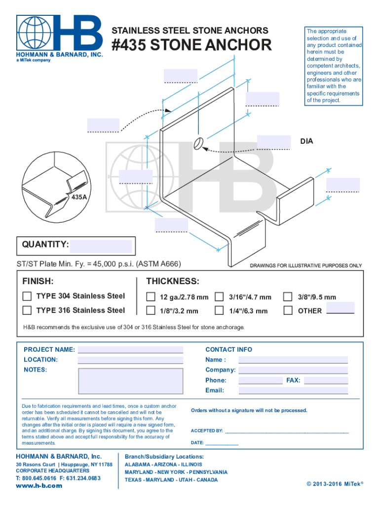 Fillable Online #435 stone anchor Fax Email Print - pdfFiller