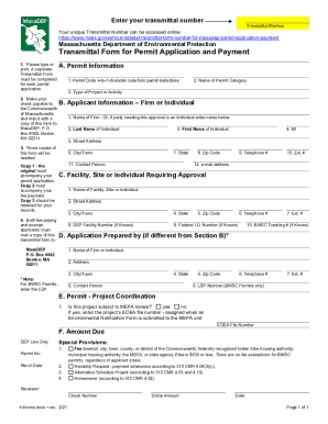 Fillable Online Transmittal Form for Permit Application and PaymentMass ...