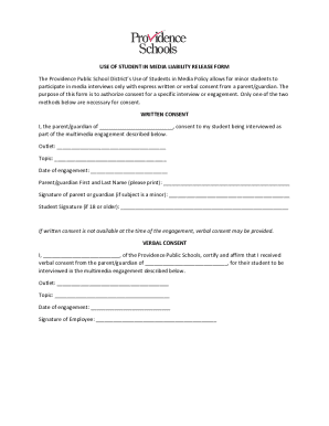 Fillable Online use of student in media liability release form Fax ...