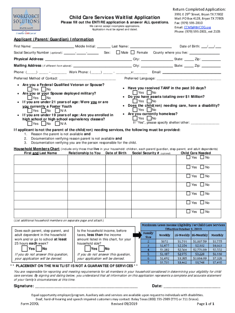 Fillable Online Child Care Services Waitlist Letter Fax Email Print ...