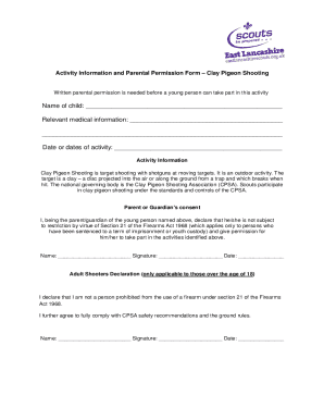 Fillable Online Activity Information and Parental Permission FormTarget ...