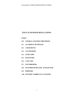 Fillable Online TITLE XI: BUSINESS REGULATIONS Chapter 110. GENERAL ...