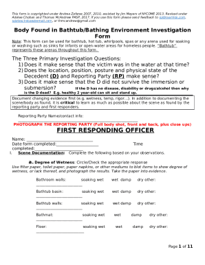 Body Found in Bathtub/Bathing Environment Investigation Doc Template ...