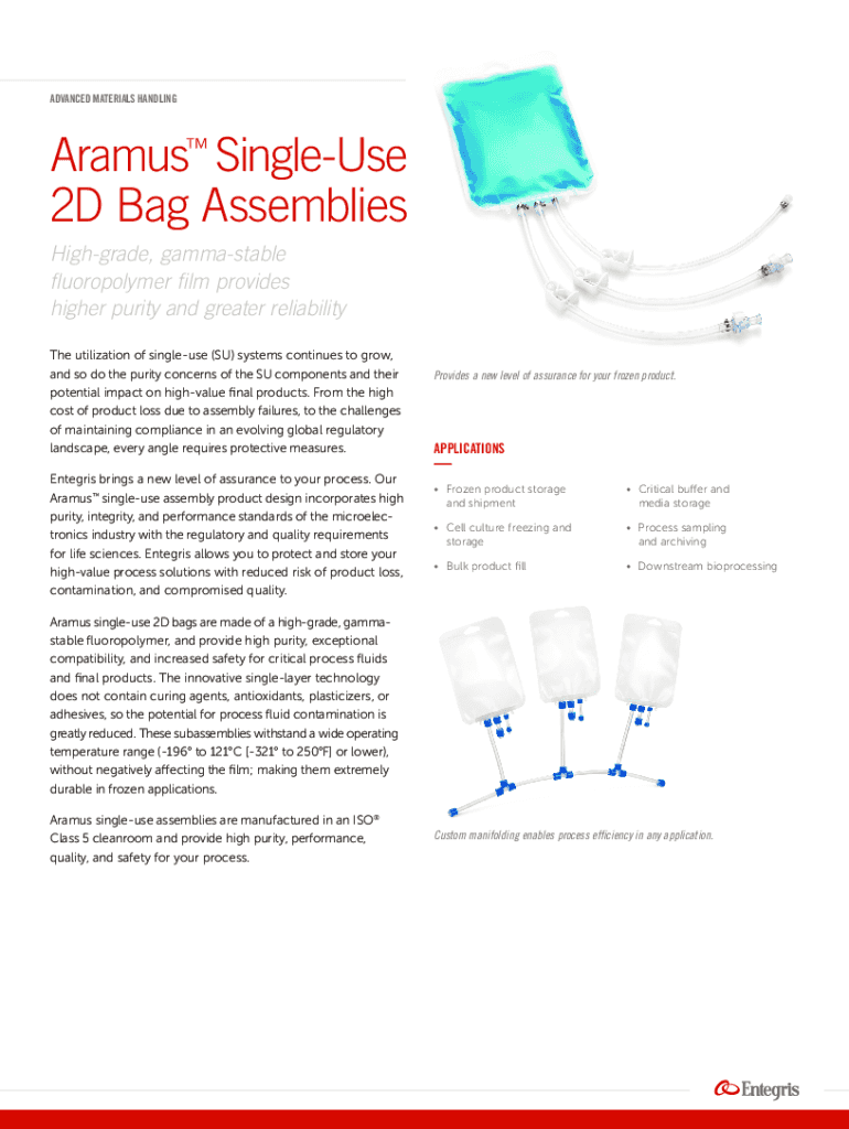 Fillable Online Aramus Single-Use 2D Bag Assemblies. The utilization of single-use (SU) systems ...