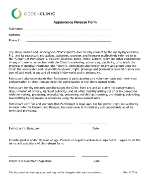 Fillable Online Standard Talent Appearance Release Form Fax Email Print - pdfFiller