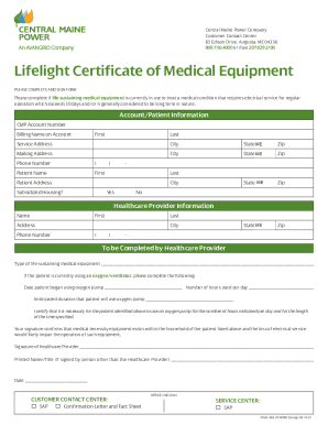 Fillable Online Lifelight Certificate of Medical Equipment Fax Email ...