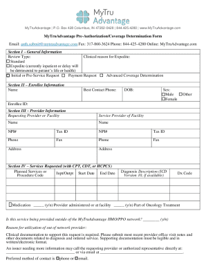 Fillable Online MyTruAdvantage Pre-Authorization/Coverage Determination ...