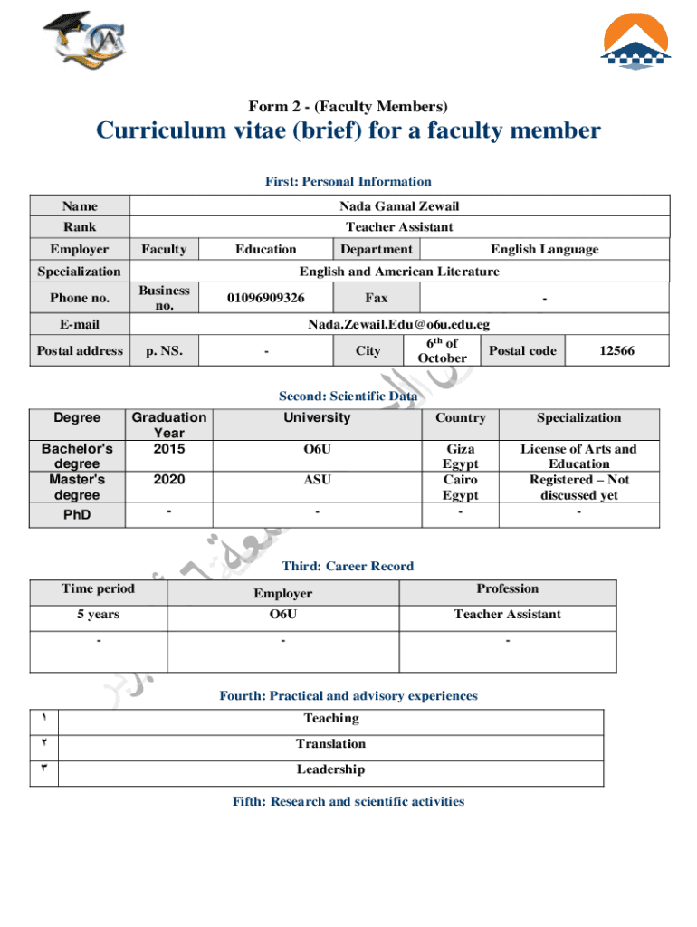 Fillable Online Curriculum Vitae - UMD College of Education Fax Email Print - pdfFiller
