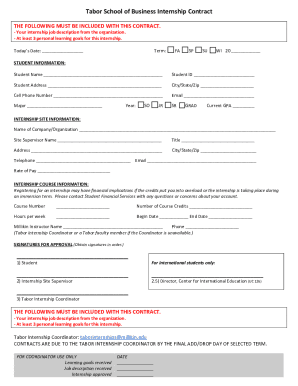 Fillable Online Internship Contract Template: Essential Elements ...
