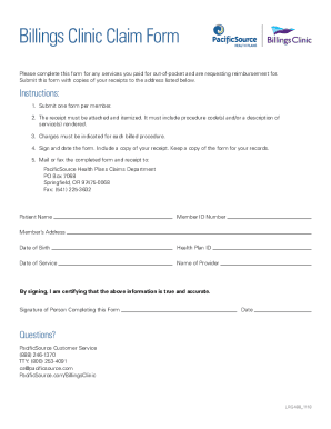 Fillable Online Billings Clinic Claim Form Fax Email Print - pdfFiller
