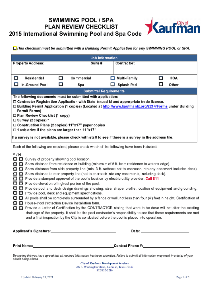 Fillable Online Residential Inspections Swimming Pool and Spa ... Fax ...