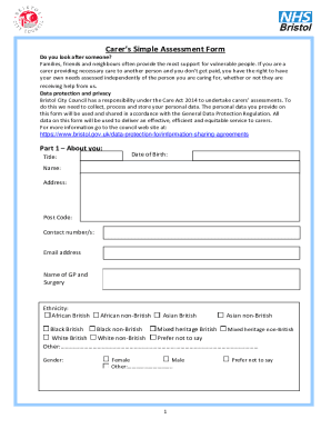 Fillable Online Carer's Simple Assessment Form Fax Email Print - pdfFiller