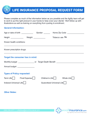 Fillable Online Life Insurance Proposal Form Fax Email Print - pdfFiller