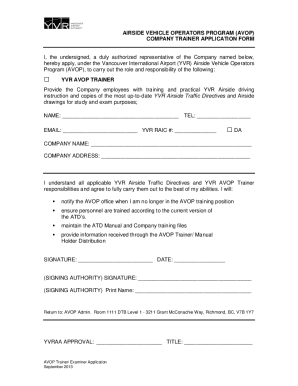 Fillable Online AVOP Form S.A (1).pdf - Application for Airside Vehicle ...