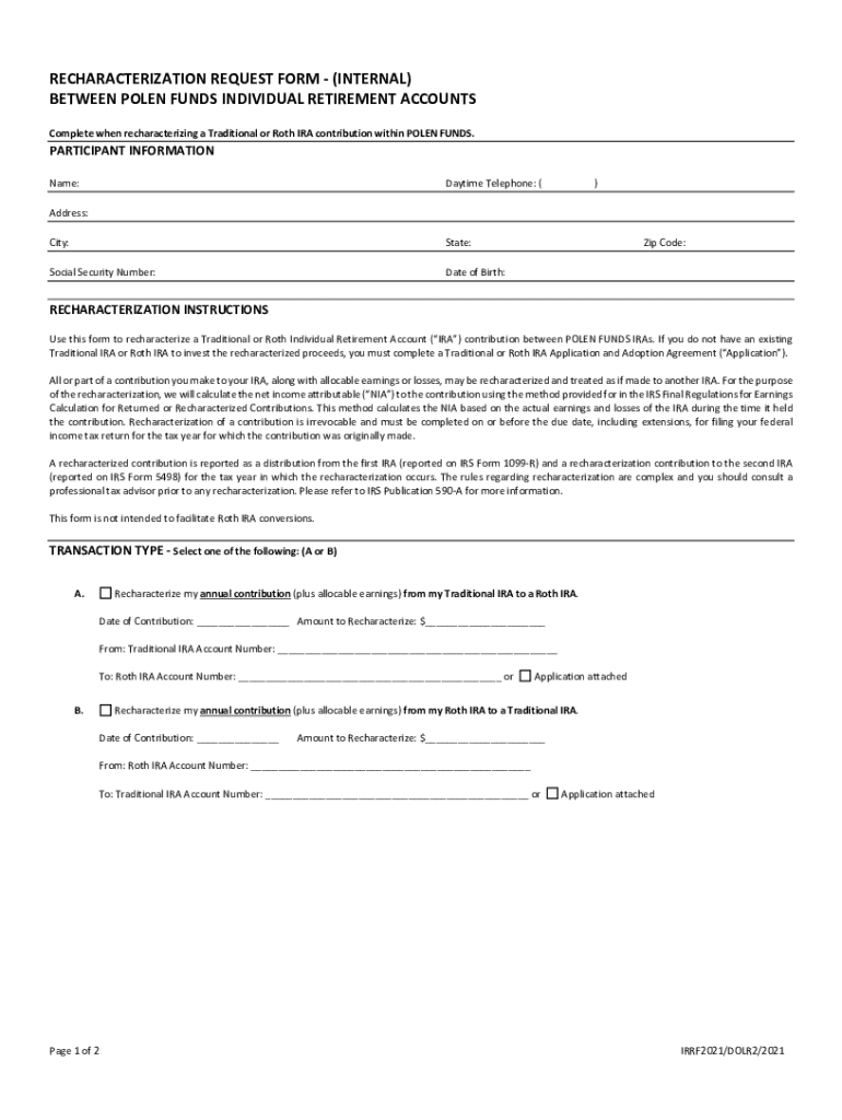 Fillable Online IRA-Recharacterization-Request-Form-External. ... Fax ...