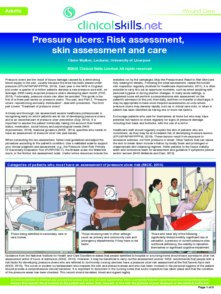 Fillable Online Pressure ulcers: Risk assessment, skin assessment and ...