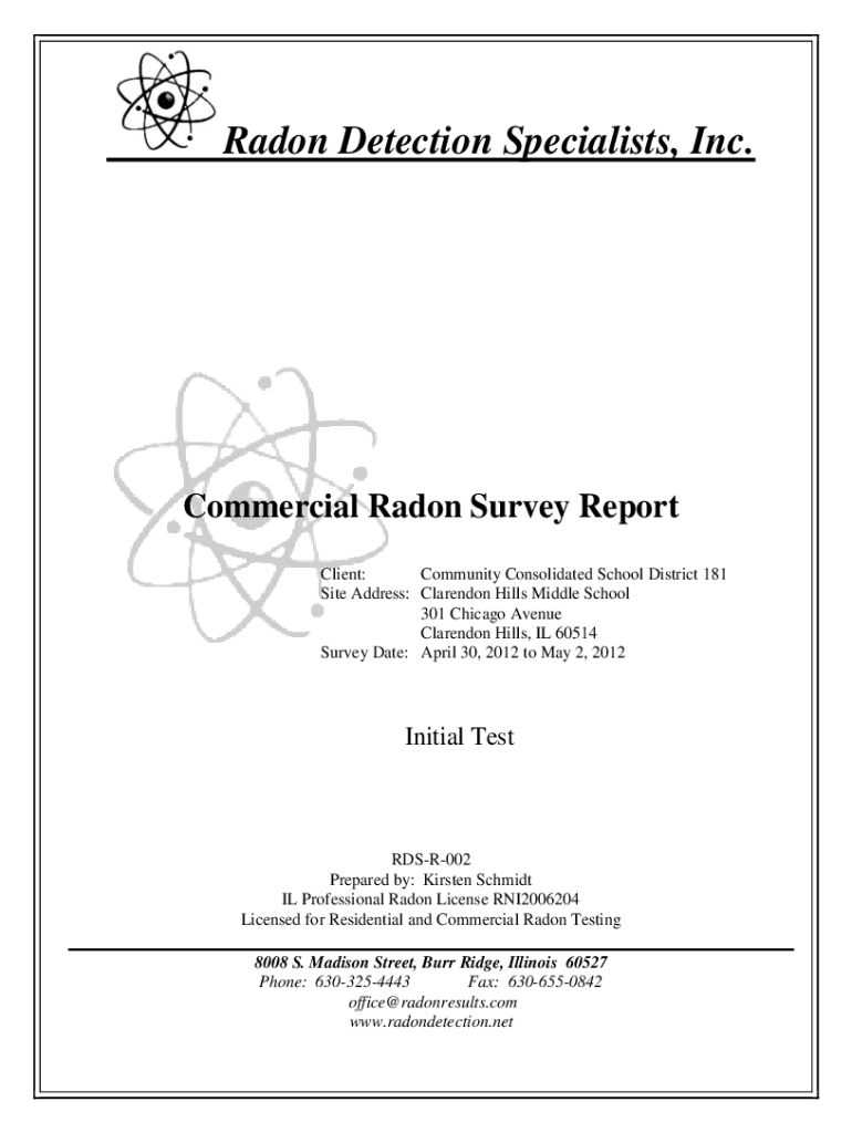 Fillable Online Radon Detection Specialists - Certified Radon Testing ...