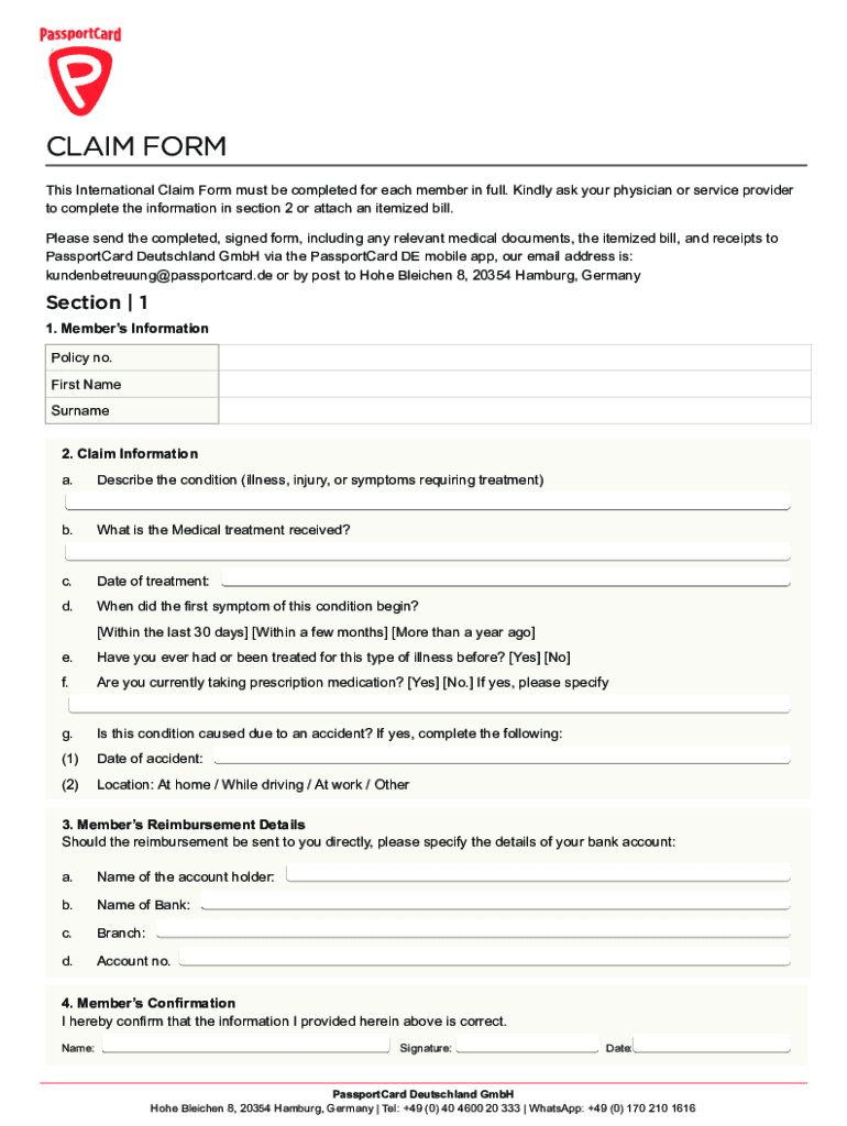 Fillable Online International Claim Form - UC Health Fax Email Print ...