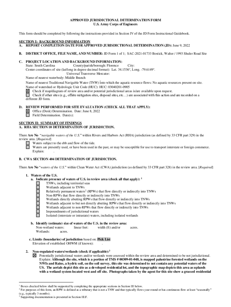 Fillable Online Approved jurisdictional Determination Form Fax Email Print - pdfFiller