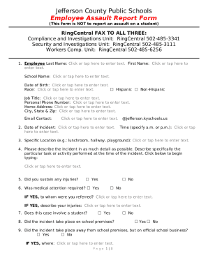 Jefferson County Public Schools Employee Assault Report Doc Template ...