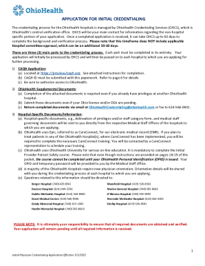 Fillable Online APPLICATION FOR INITIAL CREDENTIALING for ALLIED ...