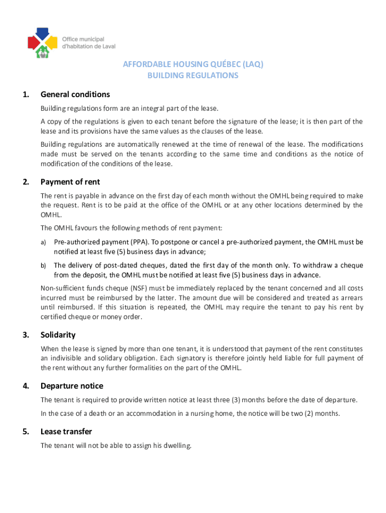 Fillable Online AFFORDABLE HOUSING QUBEC (LAQ) BUILDING ... Fax Email ...