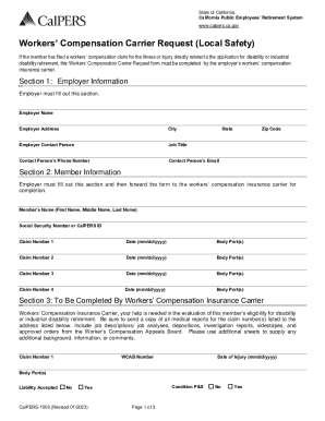 Fillable Online Form: Workers' Compensation Carrier Request (Local ...