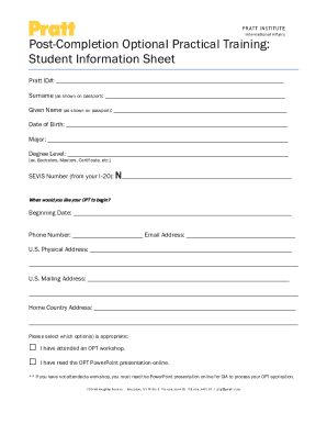 Fillable Online Optional practical training information and guide for f ...