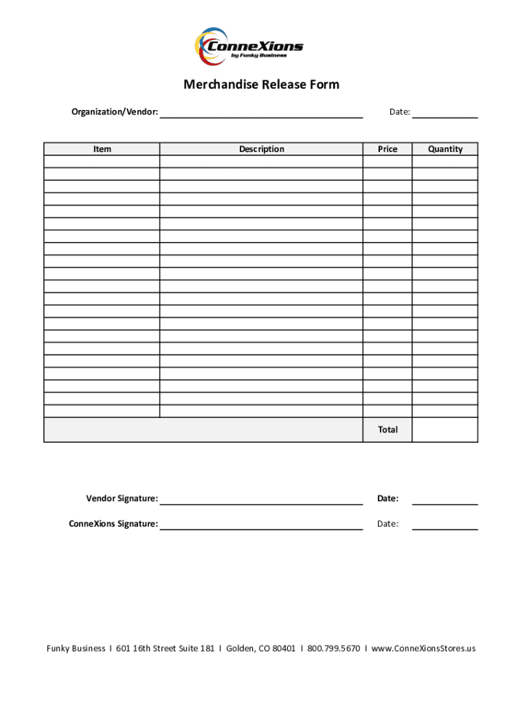 Fillable Online Merchandise Release Form Fax Email Print - pdfFiller
