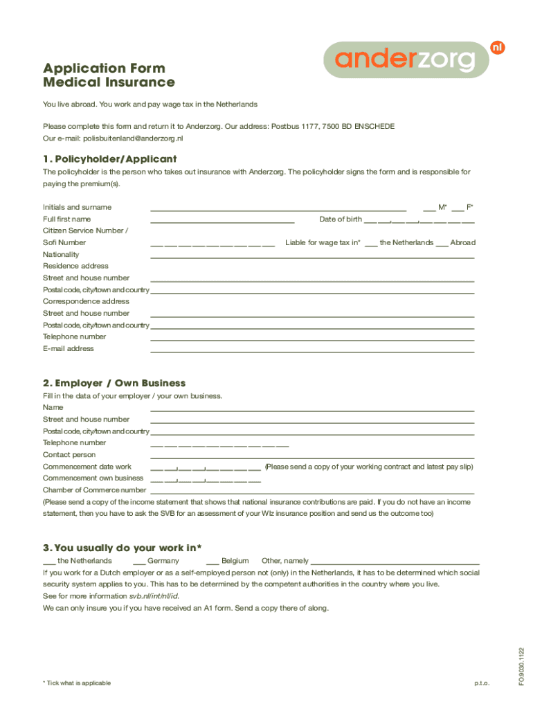 Fillable Online Dutch income tax (IB) and healthcare insurance premium ...