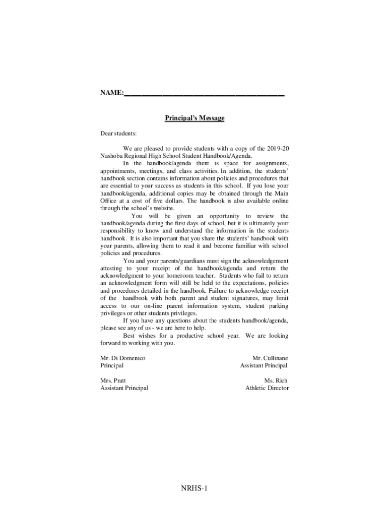 Fillable Online Principal's Message - Nashoba Regional High School Fax Email Print - pdfFiller