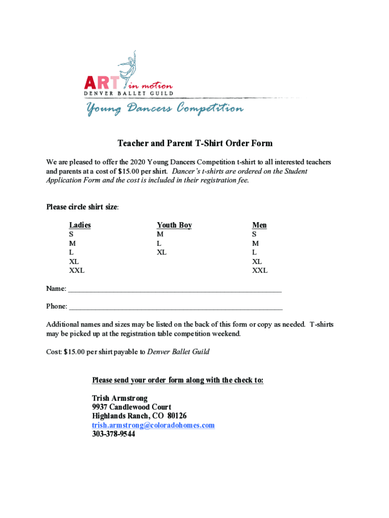 Fillable Online Teacher and Parent T-Shirt Order Form Fax Email Print ...