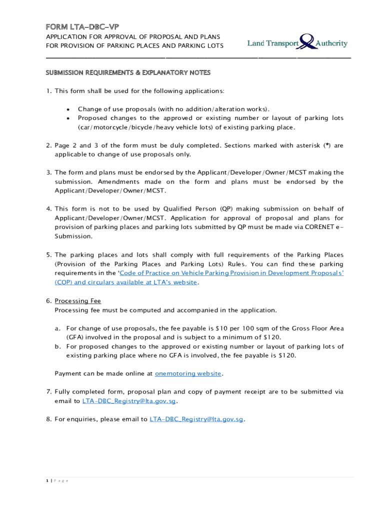 Fillable Online FORM LTA-DBC-VP - Singapore Fax Email Print - pdfFiller