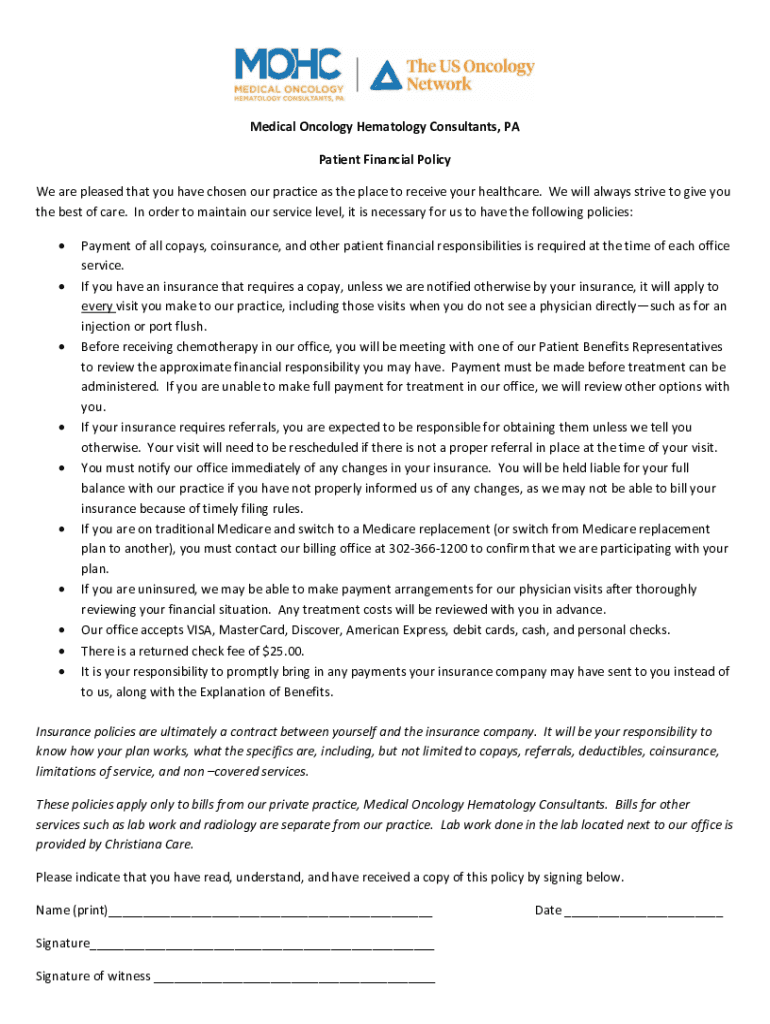 Fillable Online Medical Oncology Hematology Consultants, PA Patient Financial ... Fax Email ...