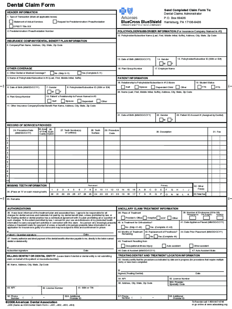 Fillable Online Fillable Online Dental Claim Form Send Completed Claim ...