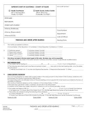 Fillable Online FINDINGS AND ORDER AFTER HEARING FINDINGS AND ORDER ...