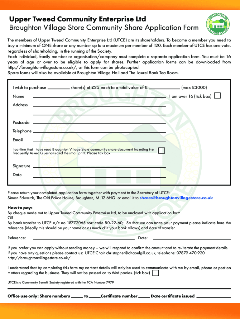 Fillable Online Share Application Form Fax Email Print - pdfFiller
