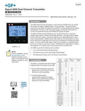 Fillable Online GF Signet 3-9950-2 Dual Channel Transmitter - DC or AC ...