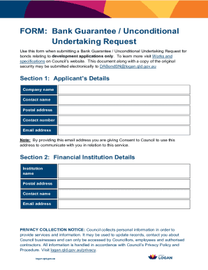 Fillable Online Bank Guarantee / Unconditional Undertaking Request Form ...