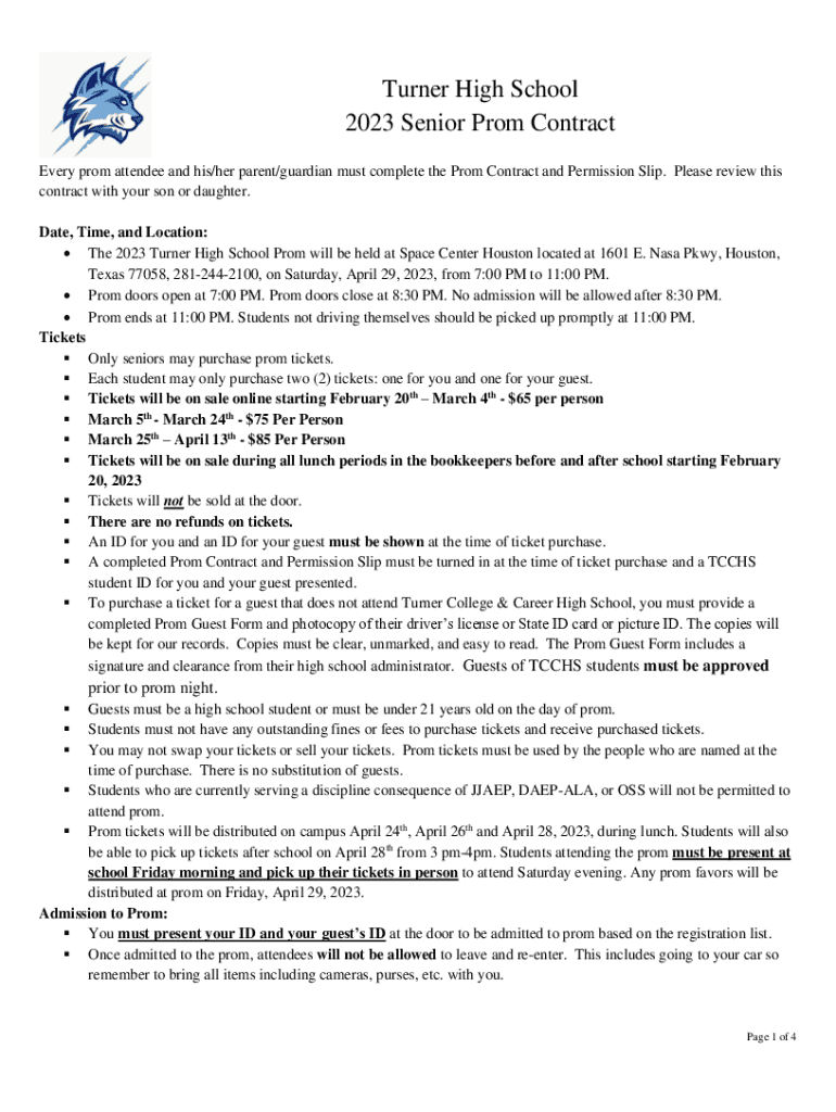 Fillable Online RHS Senior Prom Contract Fax Email Print - pdfFiller