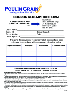 Fillable Online COUPON REDEMPTION FORM Fax Email Print - pdfFiller