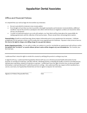Fillable Online FINANCIAL POLICY AND PATIENT INFORMATION CONSENT FORM ...