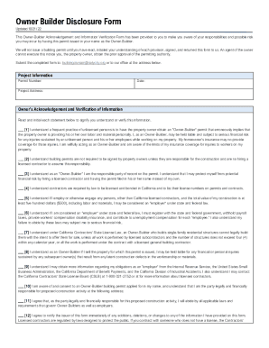 Fillable Online Owner Builder Disclosure Form Fax Email Print - pdfFiller