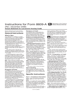 Fillable Online 8609 A Instructions for Form 8609 A. Instructions for ...