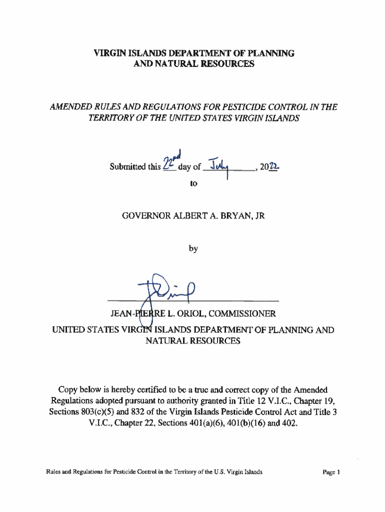 Fillable Online VI Pesticides Control Regulations Fax Email Print ...